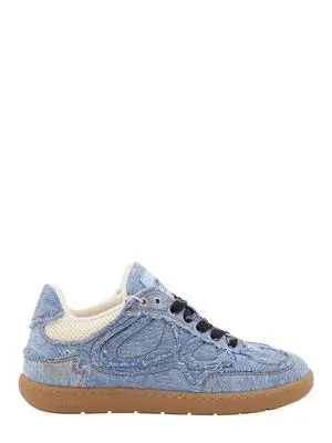GANNI Lace-up Denim Sneakers - Blue