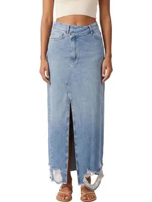 DONDUP Distressed Denim Maxi Skirt - Blue