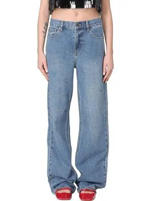 SELF-PORTRAIT Embellished Wide-leg Jeans - Blue