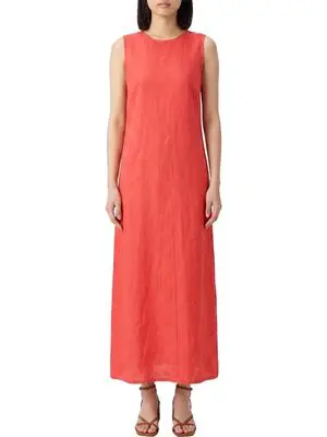 Aspesi Sleeveless Linen Maxi Dress - Orange