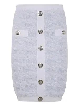 Balmain Button-detailed Tweed Skirt - Blue