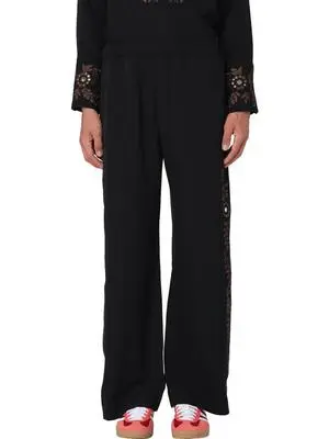 WALES BONNER Embroidered Wide-leg Trousers - Black