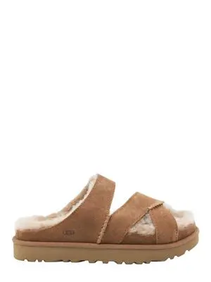 UGG Greenport Cross Strap Suede Sandals - Brown
