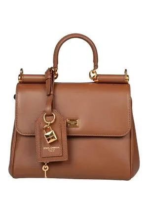 Dolce & Gabbana Dolce & Gabbana My Sicily Mini Leather Handbag Camel