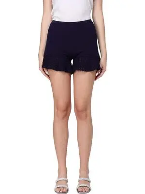 SELF-PORTRAIT Blue Cotton Knit Shorts - Navy