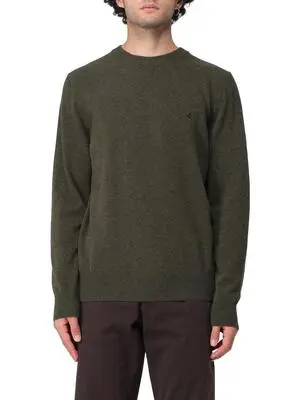 BROOKSFIELD Crew Neck Pullover With Elbow Patches - Olive