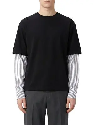 JIL SANDER Cotton T-shirt With Shirt Sleeves - Black