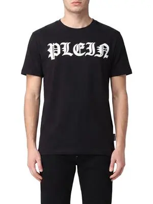 Philipp Plein Gothic Cotton T-shirt With Contrasting Logo Print On The Chest - Black