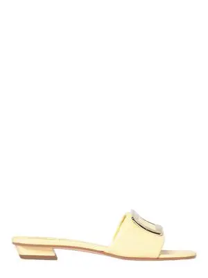 ROGER VIVIER Embellished Leather Mules - Yellow