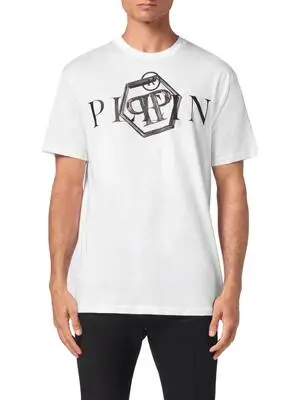 Philipp Plein Solid Colour Cotton Crew-neck T-shirt With Logo White
