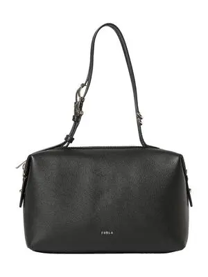 Furla Grained Calfskin Leather Double Shoulder Bag - Black