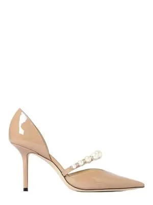 JIMMY CHOO Aurelie Patent Leather Pumps With Synthetic Pearls - Pink