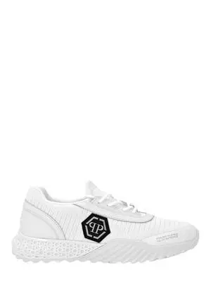 Philipp Plein Philipp Plein Leather And Knit Monogram Runner Low-Top Sneakers White