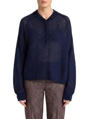 Momoni Openwork Mohair Wool Blend Jumper - Blue