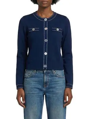 Michael Kors Viscose Blend Cardigan - Blue
