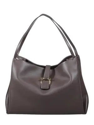 FERRAGAMO Calf Leather Tote Shoulder Bag - Brown