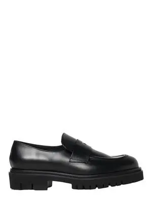 ANNA F. Leather Loafers - Black