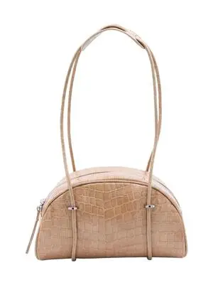 By Far Kimberly Croc Print Leather Bag - Camel