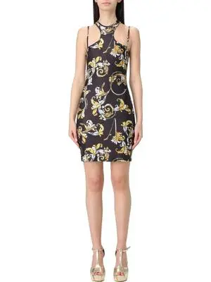 Versace Mini Dress With Baroque Print - Black