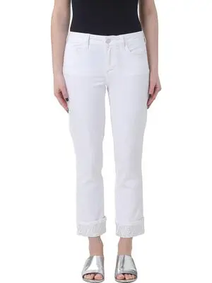 Liu Jo Cropped Stretch Cotton Blend Pants - White