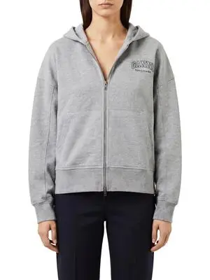 GANNI Zip Through Hoodie - Grey