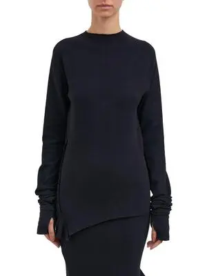 MARC LE BIHAN Asymmetrical Ribbed Jumper - Black