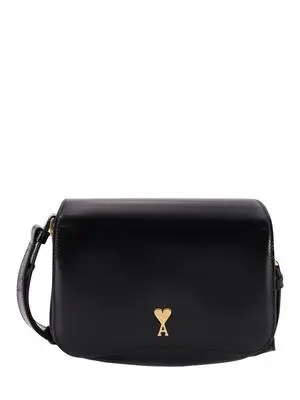 AMI Paris Calfskin Mini Crossbody Bag - Black