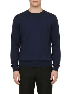 Fedeli Fedeli Virgin Wool Crewneck Sweater Navy