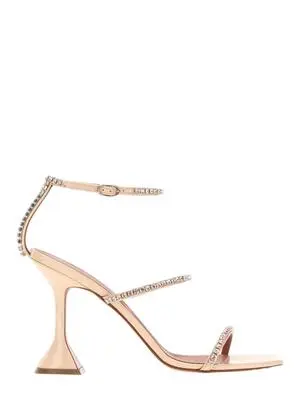 Amina Muaddi Embellished Stiletto Heeled Sandals - Gold