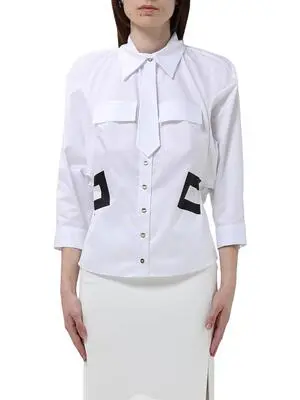 Elisabetta Franchi Cotton Shirt With Tie Detail - White