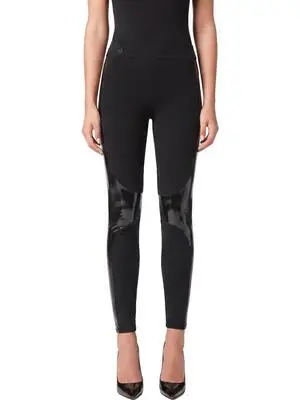 Philipp Plein High-waisted Jersey Leggings With Embroidered Side Bands - Black