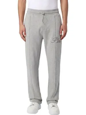 Philipp Plein Jersey Jogging Pants With Contrasting Logo And Waist Drawstring - Black