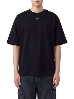 Off-White Cotton T-shirt With Mini Logo - Black 1