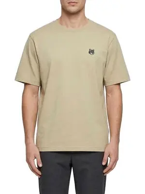 Maison Kitsuné Organic Cotton T-shirt With Logo - Beige