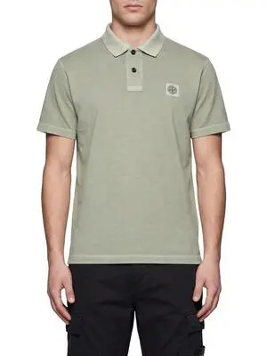 Stone Island Cotton Polo Shirt With Logo Sage