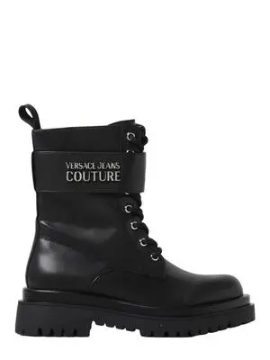 Versace Leather Combat Boots - Black
