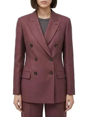 Brunello Cucinelli Double-breasted Linen Blazer - Red