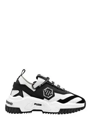 Philipp Plein Knit Bi Monogram Low-top Sneakers - White