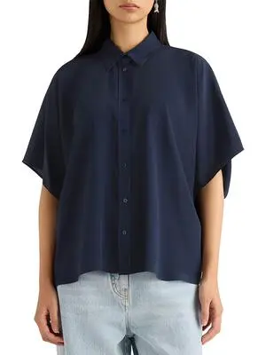 Momoni Silk Blend Shirt - Blue