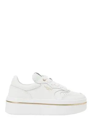 TWINSET Flatform Leather Sneakers - White