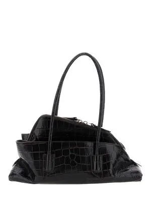 Attico Croc Effect Shoulder Bag - Coffee
