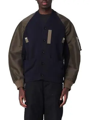 Sacai Cotton Blend V-neck Cardigan - Navy