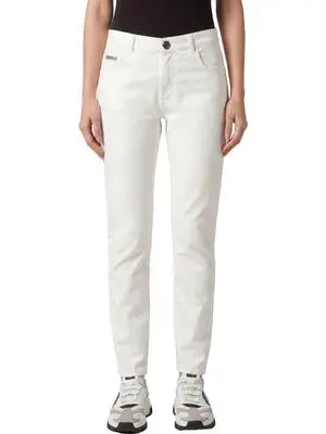 Philipp Plein High-waisted Cropped Skinny Jeans In Stretch Denim With Hexagon Logo - White
