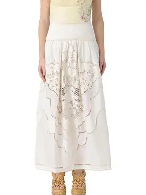 Zimmermann Embroidered Linen Skirt - Beige
