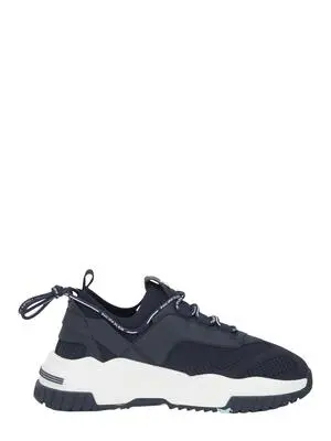 Philipp Plein Crochet Knit And Leather Low-top Sneakers With Metallic Hexagon Logo - Blue