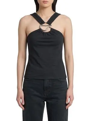 Coperni Modal Halterneck Top With Ring Detail - Black
