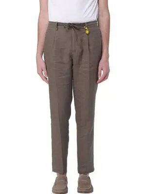 MANUEL RITZ Linen Slim Fit Trousers With Drawstring - Dove Grey