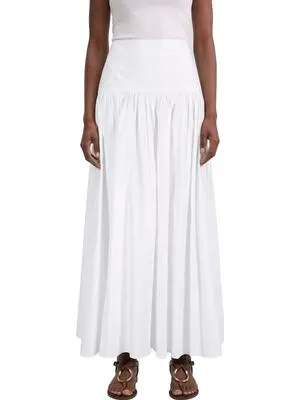 Staud Gathered Maxi Skirt - White