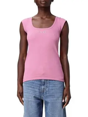 Pinko Cotton Top With Logo - Pink
