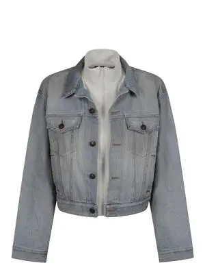 Balenciaga Denim Jacket With Layered Detail - Blue